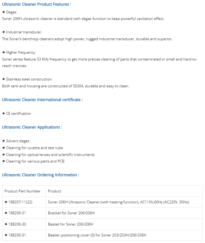 MicroAnalytix - New Zealand-188207-22 Soner 206H, Ultrasonic Cleaner ...