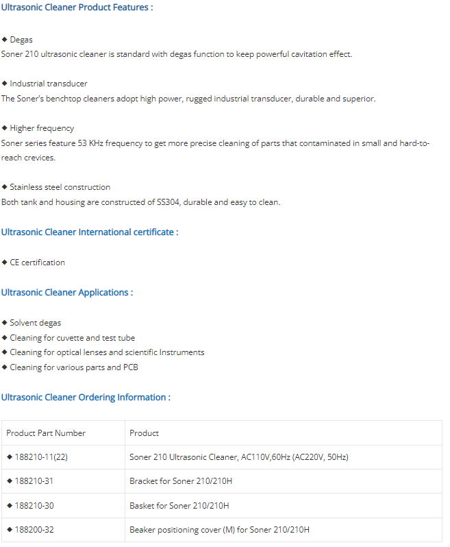 MicroAnalytix - New Zealand-188210-22 Soner 210, Ultrasonic Cleaner ...